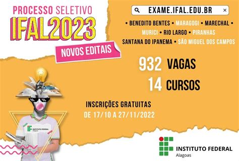 IFAL encerra período de inscrição do Processo Seletivo 2023 Notícias
