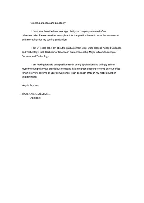 Application Letter Esdsfgsdf Greeting Of Peace And Prosperity I