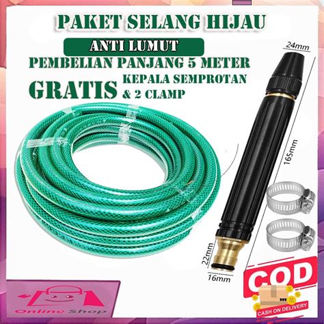 Jual Paket Selang 5 8 Set Alat Cuci Motor Selang Air Serat Benang Hijau