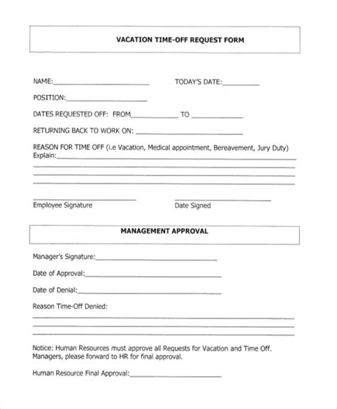 FREE 11 Sample Vacation Request Forms In PDF MS Word Excel
