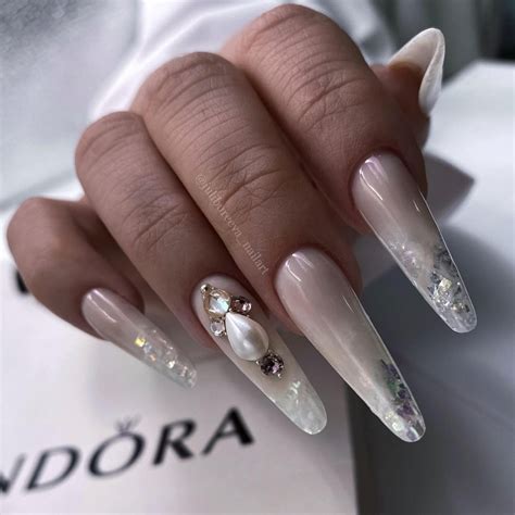 74 White Nails With Diamonds That Will Amaze You