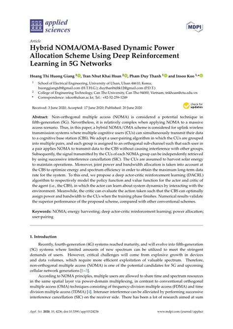 pdf hybrid noma oma based dynamic power allocation scheme using deep reinforcement learning in