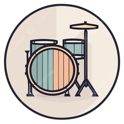 Ikon Drum Drum Di Lingkaran Tengah Vektor Ikon Linear Yang