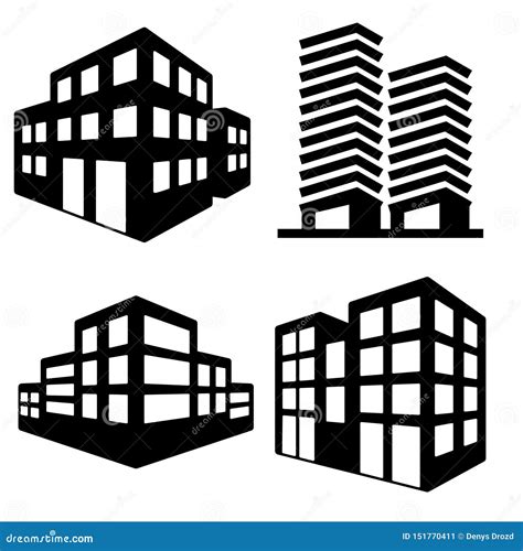 Sistema Del Vector Del Icono Del Edificio Colecci N De Construcci N Y