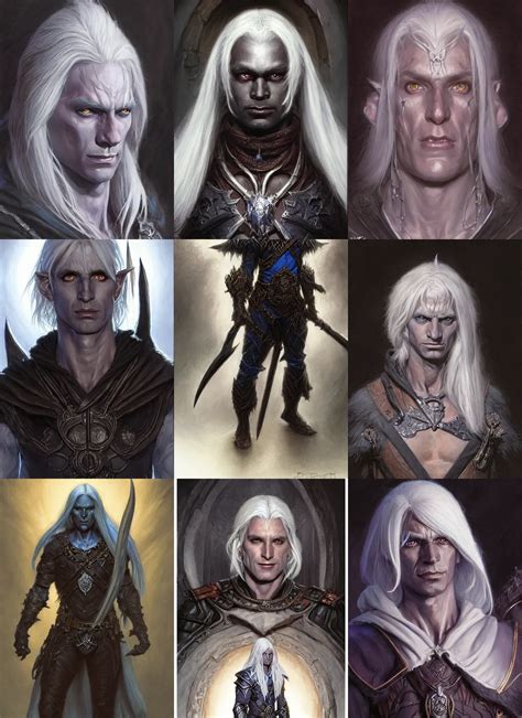 A Portrait Of A Dark Drow Elf Male Medium Length Stable Diffusion