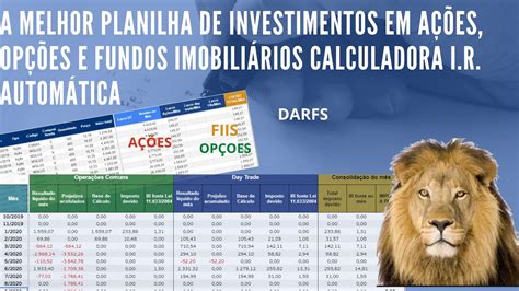 A Melhor Planilha De Controle E I R Em A Es Op Es E Fiis Controle