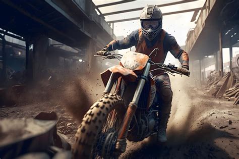 Pilote Sur Un Vélo Ktm Dans Le Désert Réseau De Neurones Généré Par L