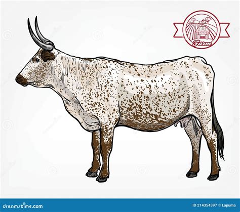 Breeding Cattle Silhouette Of A Grazing Cow Vector Illustration