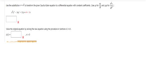 use the substitution x et to transform the given ca… solvedlib