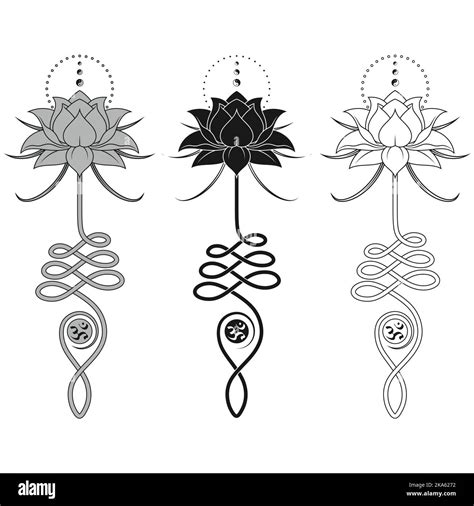 Lotus Flower Vector Design With Unalome Hindu Symbol Yoga And Induism