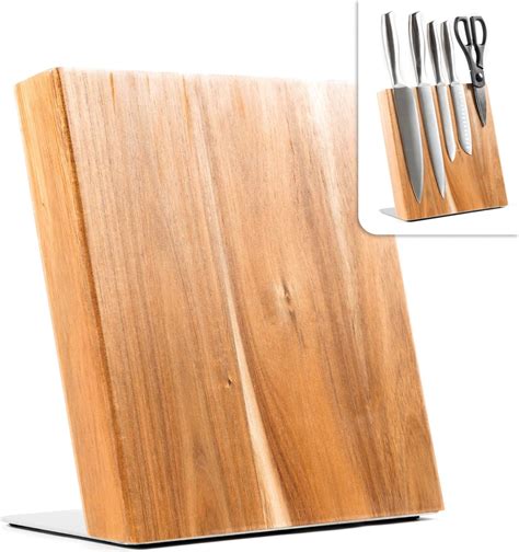 Navaris Double Sided Wooden Magnetic Knife Holder Universal Wood