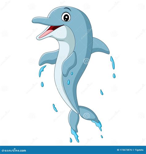 El Delfín Azul Feliz De Dibujos Animados Saltando Ilustración del