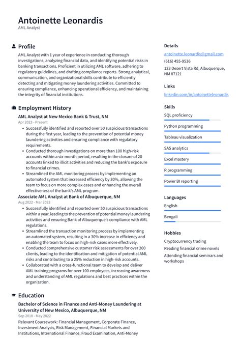 Top 16 AML Analyst Resume Objective Examples ResumeCat