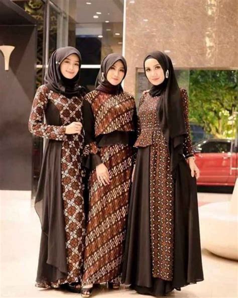 Model Baju Gamis Batik Kombinasi Kain Polos Remaja Evermos