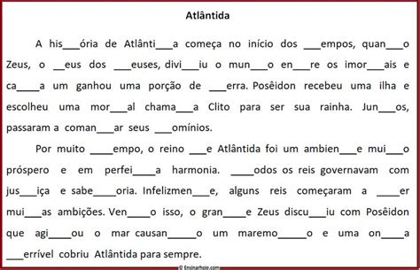 Texto Para Completar T E D Atividade De Ortografia