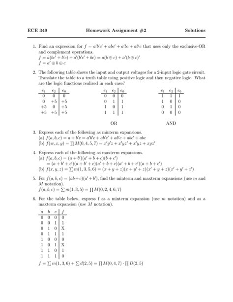 ece 349 homework assignment 2 solutions 1 find an expression