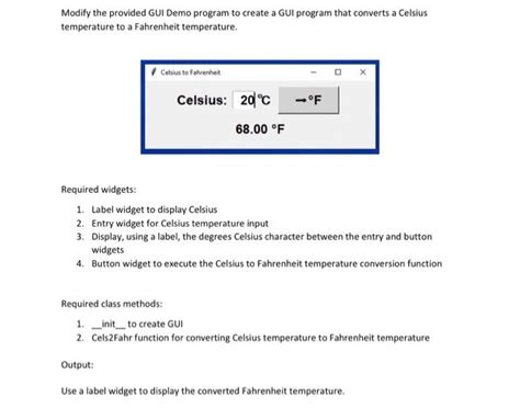 Solved Modify The Provided Gui Demo Program To Create A Gui Chegg