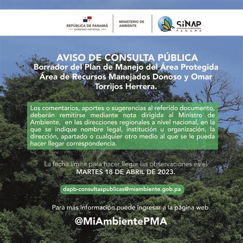 Consulta Publica del Plan de Manejo del Área Protegida Área de Recursos
