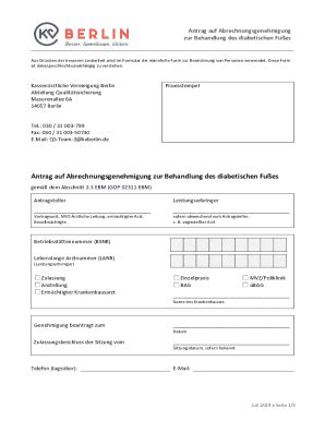 Ausfüllbar Online KVB FORM Diabetischer Fuss Genehmigung pdf Fax Email