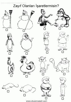 Şişman zayıf kavramı çalışma sayfası Free fat skinny worksheets