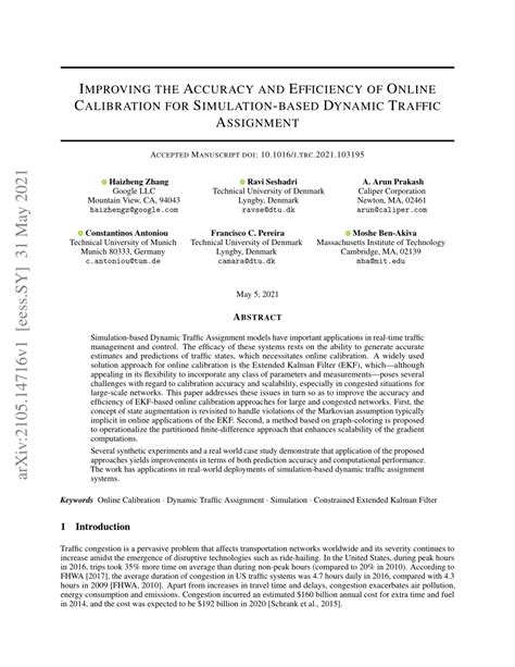 pdf improving the accuracy and efficiency of online calibration for simulation based dynamic