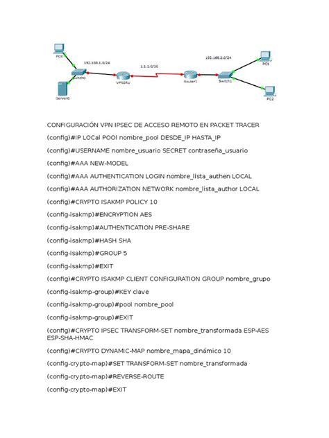 configuración vpn ipsec de acceso remoto en packet tracer pdf