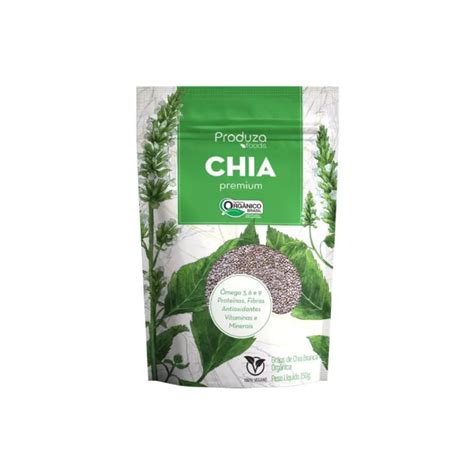 Chia branca orgânica Produza Foods 150g Glúten Pra Quê Produtos