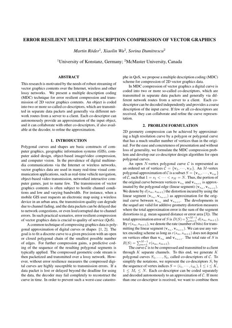 pdf error resilient multiple description compression of vector graphics