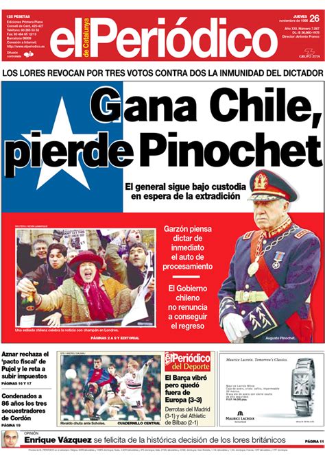 FOTOS Las portadas que dejó la detención de Pinochet hace 20 años