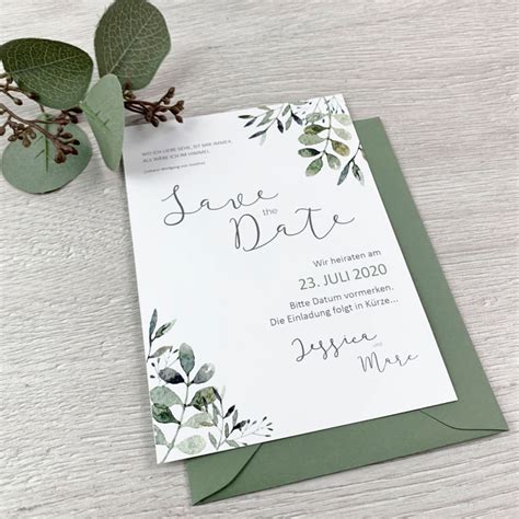 Eukalyptus Nachhaltige Save The Date Karte Hej Fair Artofit