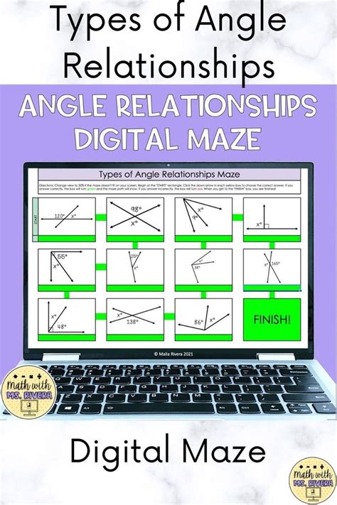 Types Of Angle Relationships Digital Maze In 2021 Angle Relationships
