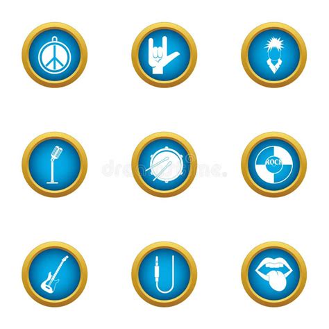 Iconos Fijados Estilo Plano De La Vida De La Roca Ilustración del