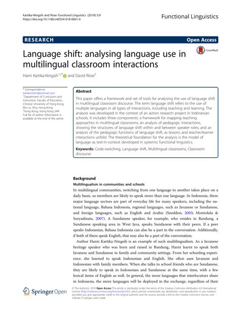 pdf language shift analysing language use in multilingual classroom interactions