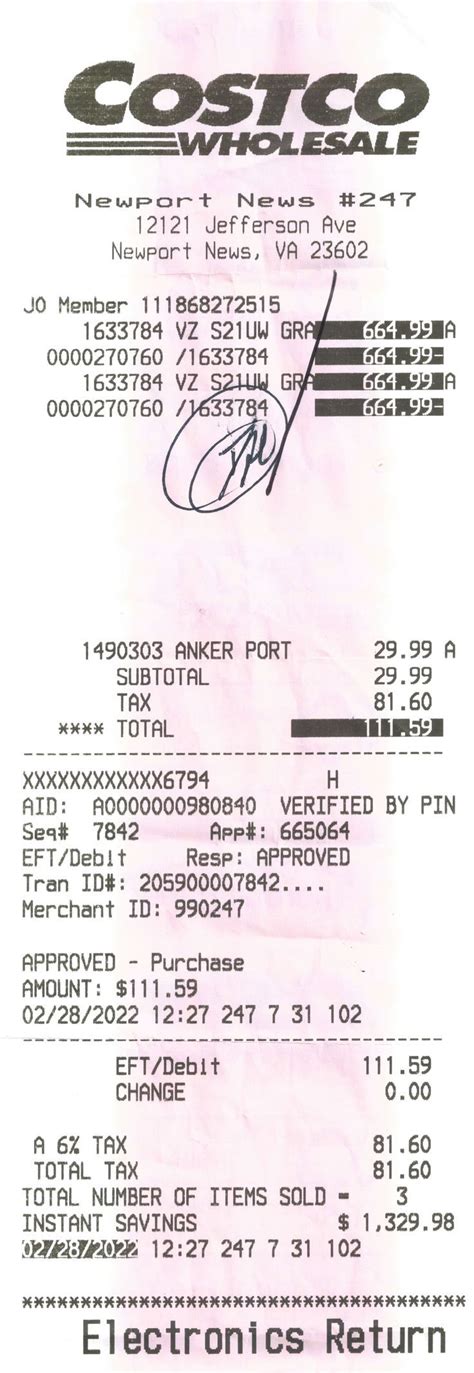 Costco Receipt For Our Cells In 2022 Receipt Anker Costco
