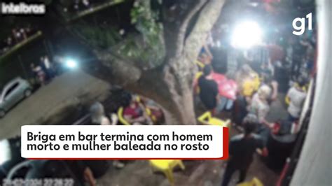 Vídeo Confusão em bar termina homem morto e mulher baleada no