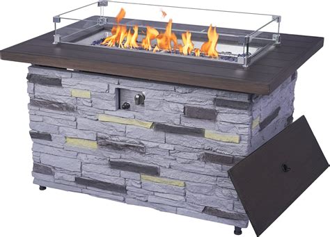 Amazon PIZZELLO 43 Propane Fire Pit Table Outdoor Rectangular