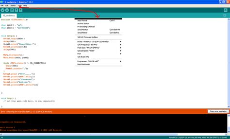 Error Compiling For Board Nodemcu Esp E Module Please Help