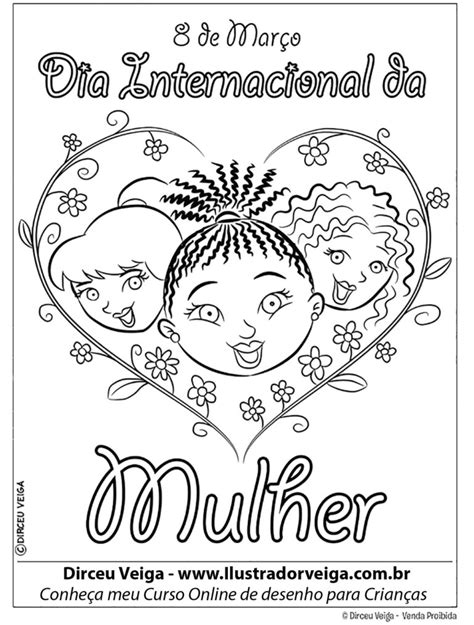 Dia Internacional Da Mulher Desenho Para Colorir Ilustrador Veiga