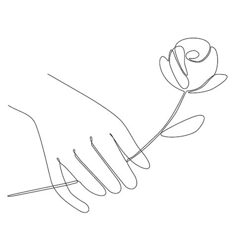 Premium Vector Continuous Line Drawing Hand Holding Flower
