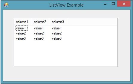 C Windows Forms Listview