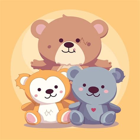 Vector de dibujos animados lindo oso de peluche niños bebé juguetes