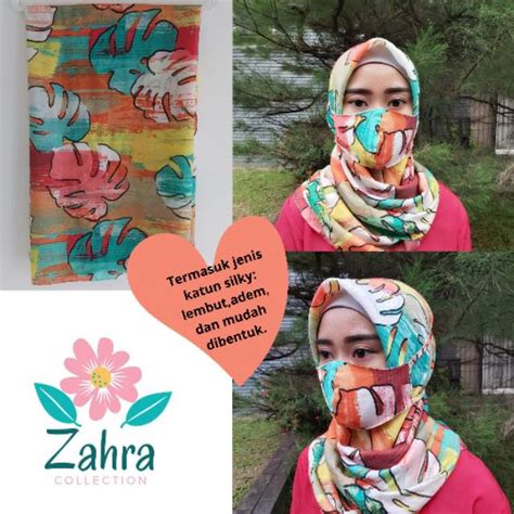 Jual Set Hijab Segiempat Motif Masker 3 Layer Dan Bisa Diselipi Tisu