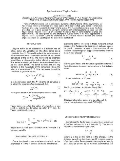 applications of taylor series pdf integral function mathematics