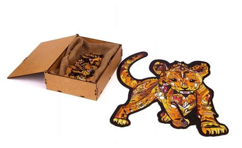 Emaga PUZZLE DREWNIANE UKŁADANKA LEW MAŁY TYGRYS SIMBA Arena pl
