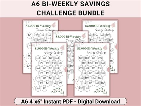 Bi Weekly Savings Challenge Printable Bundle Boho A6 Savings Challenge