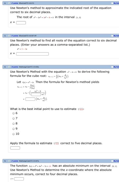 solved use newton s method to approximate the indicated root