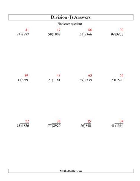 Division With Two Digit Divisors