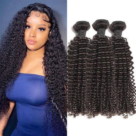 Tissage en lot brésilien naturel crépu bouclé 10A Extensions de