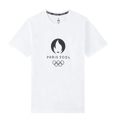 T shirt blanc Emblème de Paris 2024 homme taille L JEUX