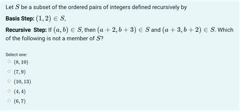 solved let s be a subset of the ordered pairs of integers